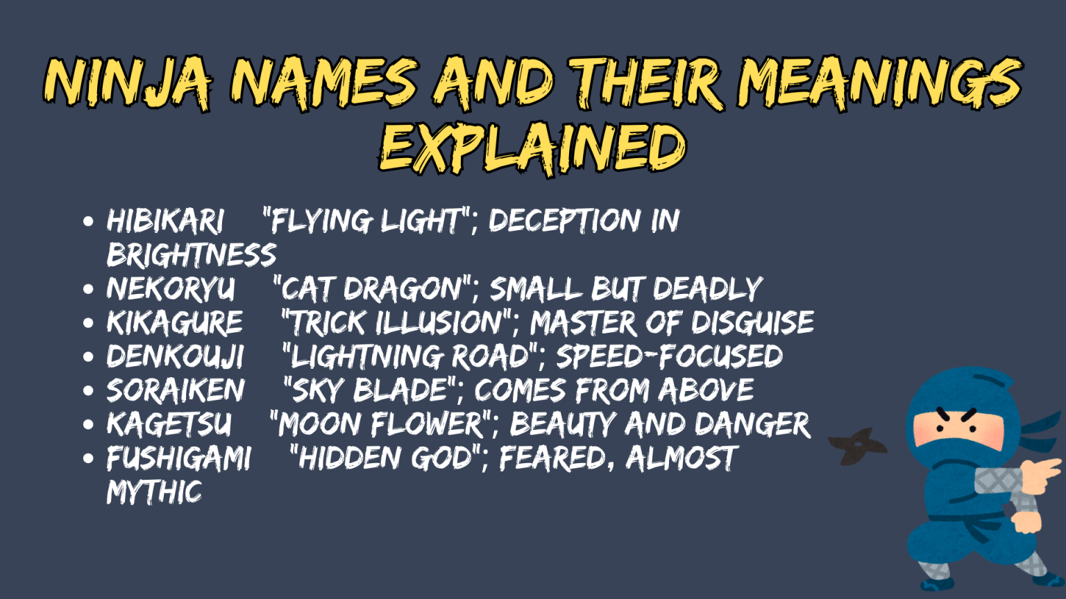700+ Ninja Names Ideas for Warriors, Gamers & Writers - Search Fleek